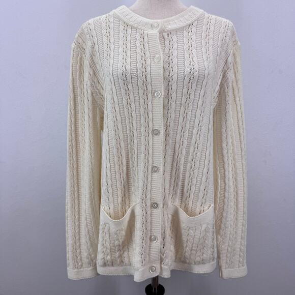 GLAMOUR KNIT | Sweaters | Vintage Glamour Knit Ivory Cardigan Sweater ...